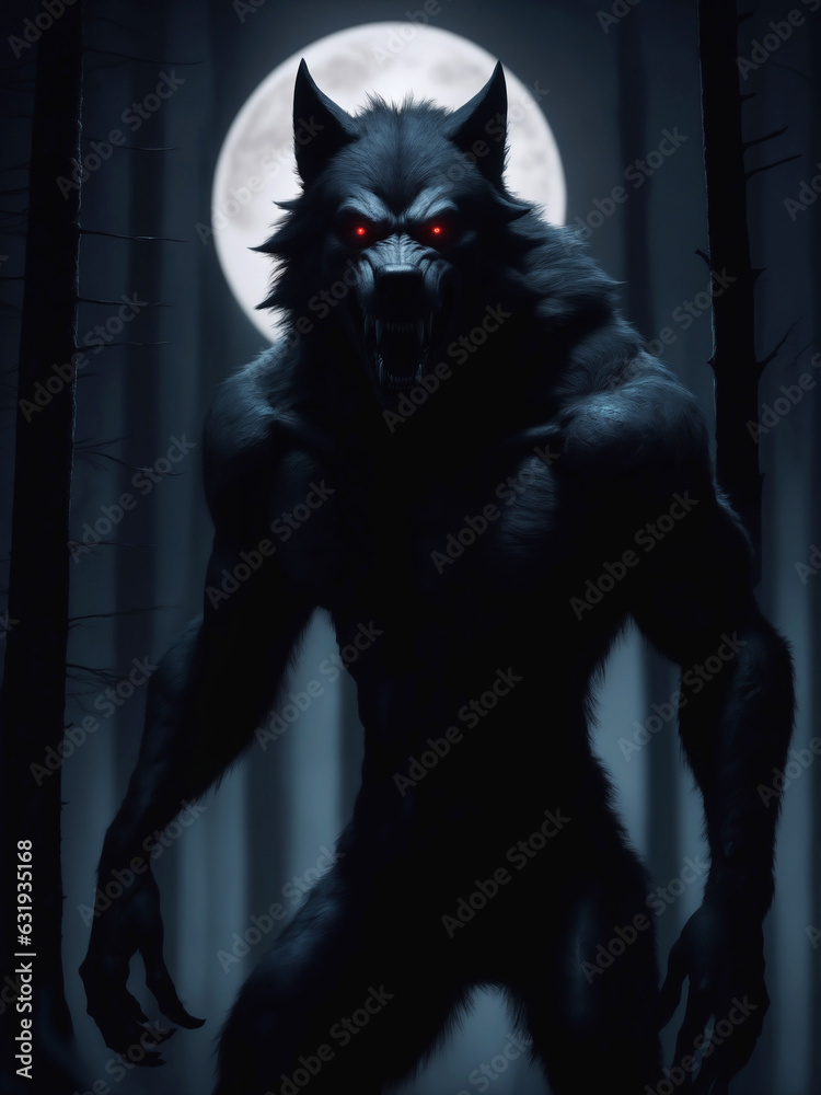 werewolf with red glowing eyes fantasy artwork created with Generative AI technology Stock ...