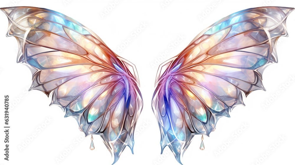 Colorful fantasy fairy wings isolated on white background. Stock ...