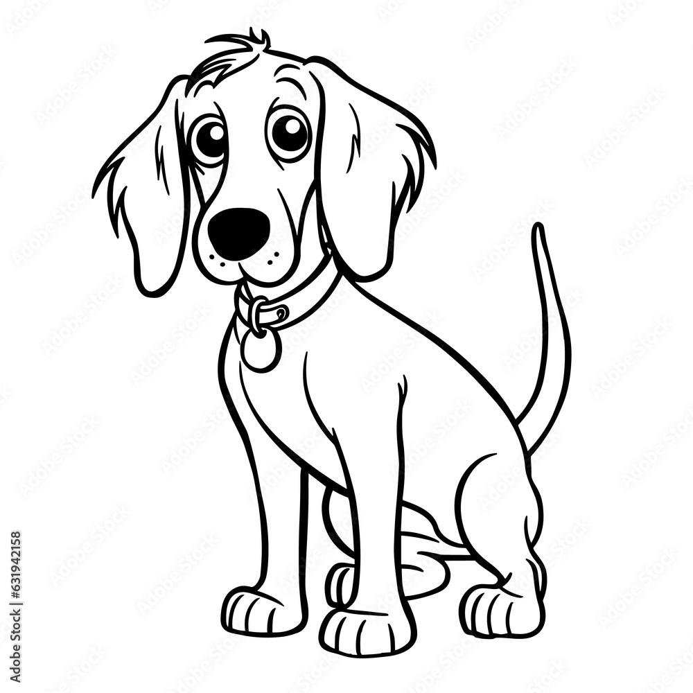 Cartoon dog coloring pages Png Stock Illustration | Adobe Stock
