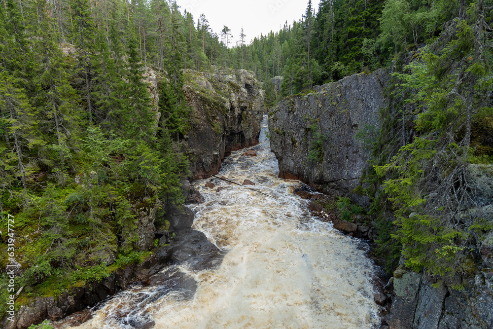 Helvetesfallet waterfall in Ämån, Orsa, Sweden. Stock Photo | Adobe Stock