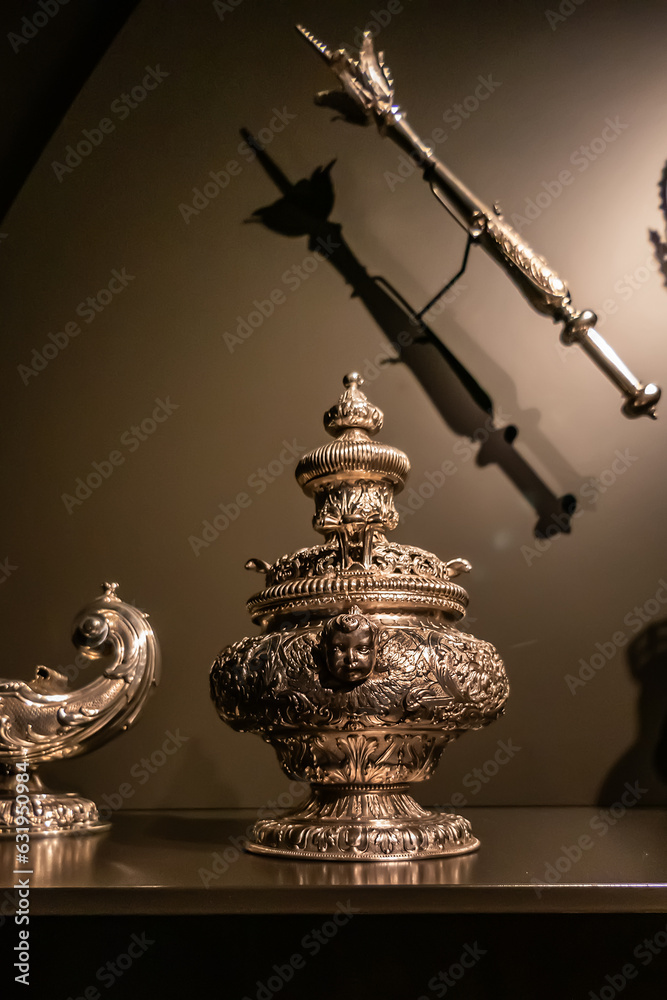 Interior of famous Amsterdam Rijksmuseum dedicated to arts and history ...
