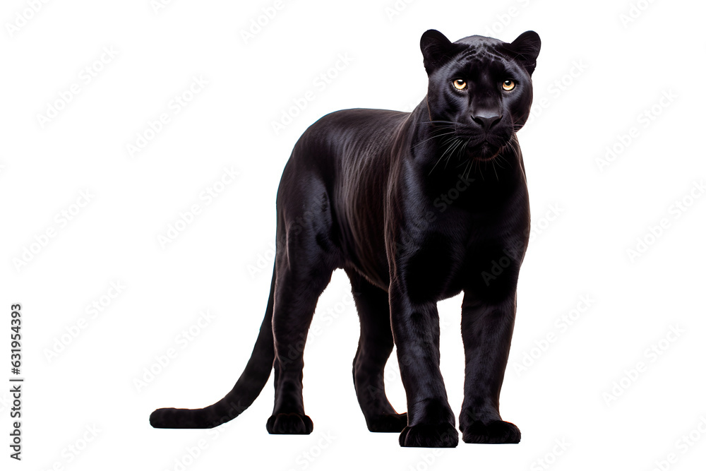 Panther isolated on a transparent background. Animal front view ...