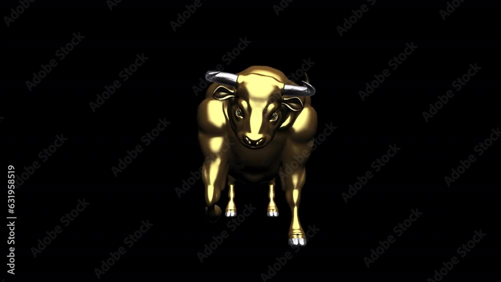 Golden Bull - Stomping Leg and Shaking Horns - 3D animation with alpha ...