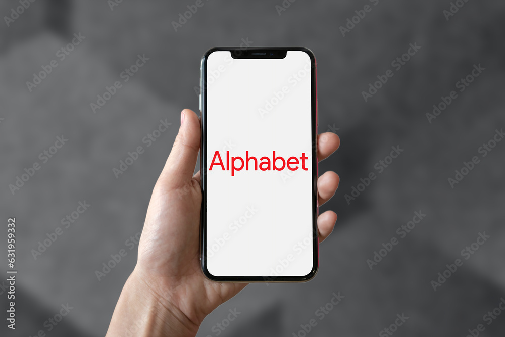 In this illustrative photo you can see the logo of Alphabet Inc on ...