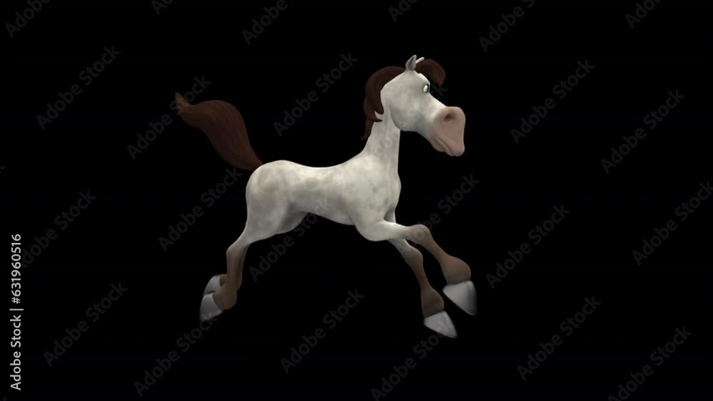 Funny Cartoon Horse - Running Gallop Loop - Side View - 3D animation ...