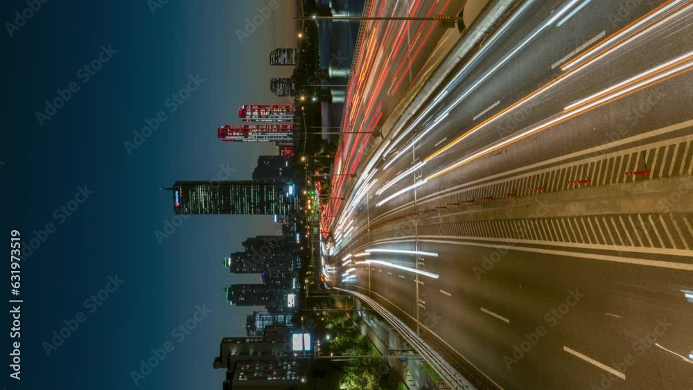 Seoul Skyline and Timelapse of Olympic Expressway Cars Traffic At Night ...