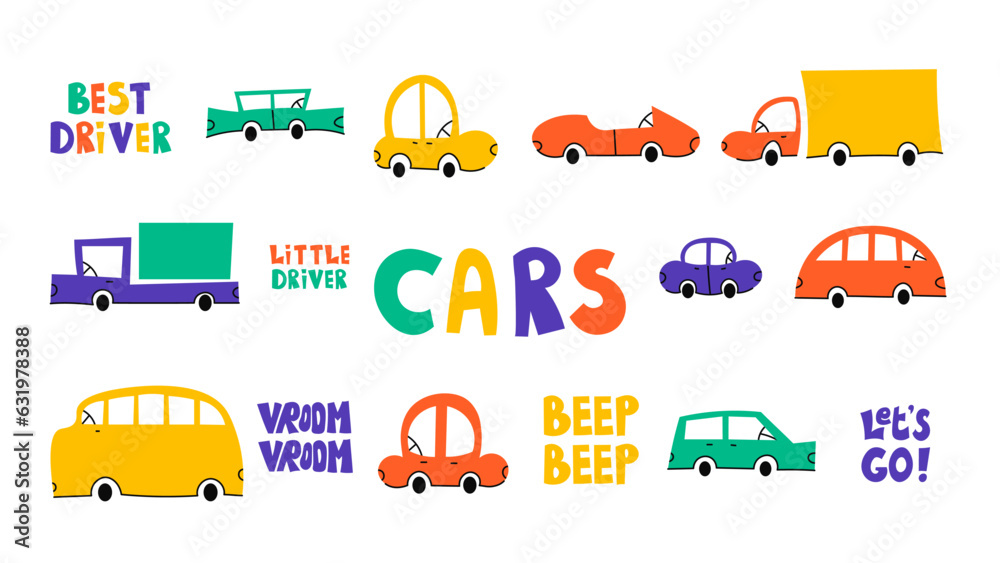 Cartoon cars vector set Stock Vector | Adobe Stock