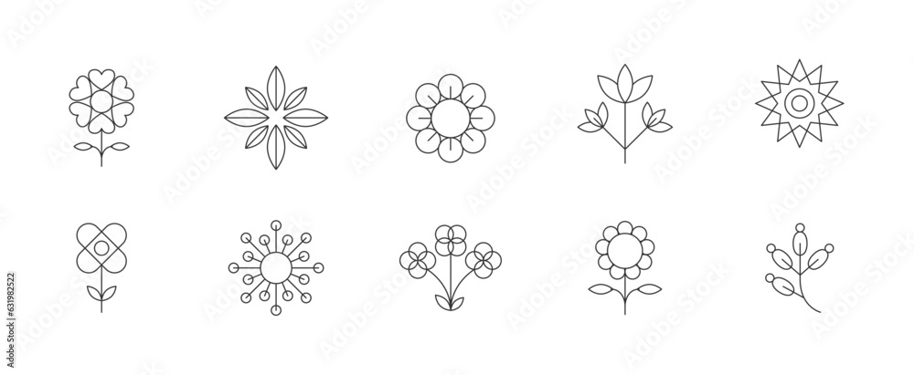 Set of flower Icons vector, Flower line icon set. Collection of high ...
