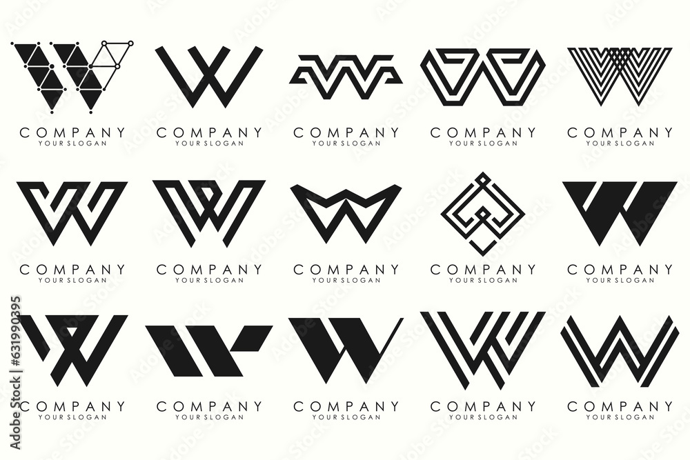Abstract collection with letters W logo design. creative design ...