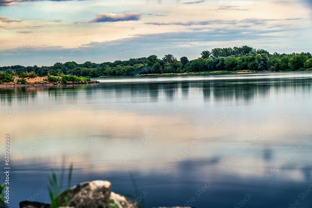 woda, rzeka, jezior, krajobraz, niebo, charakter, lato, drzew, chmura ...