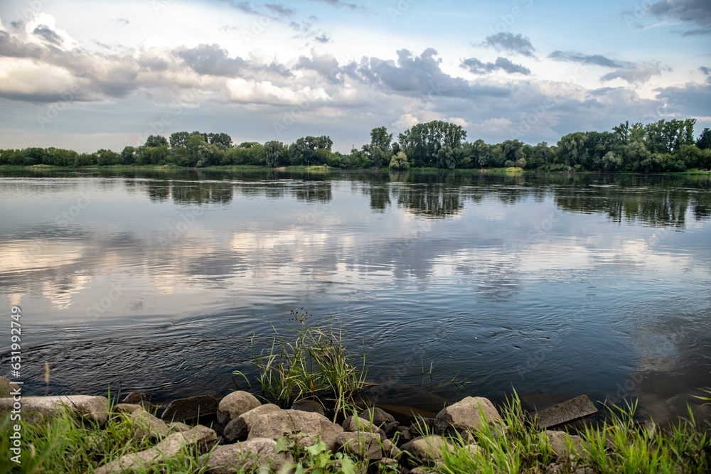 woda, rzeka, jezior, krajobraz, niebo, charakter, lato, drzew, chmura ...