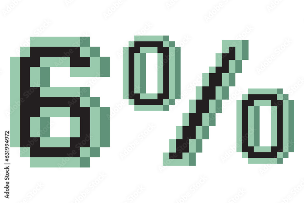 6 percent with pixel art 3d. Vector illustration. vector de Stock ...