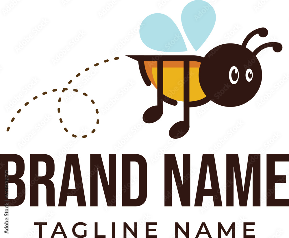 Vetor de logo made from combination bee and a music. bee music logo ...
