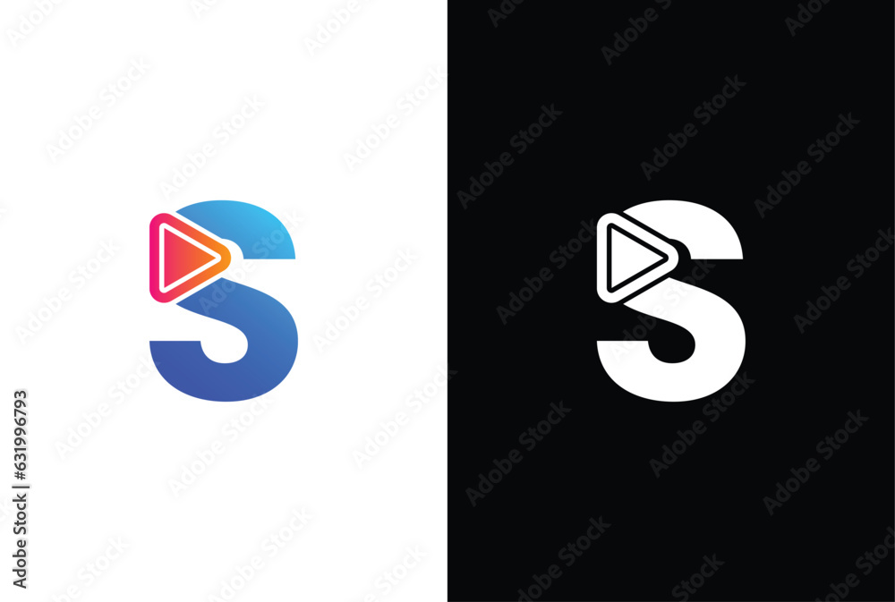 Initial S Media Logo, letter S with Play button, Usable for Brand and ...