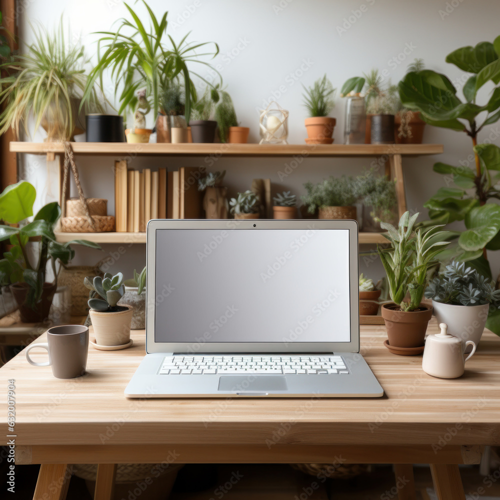 Zoomed in Top perspective view scandinavian executive desk, Top view of ...
