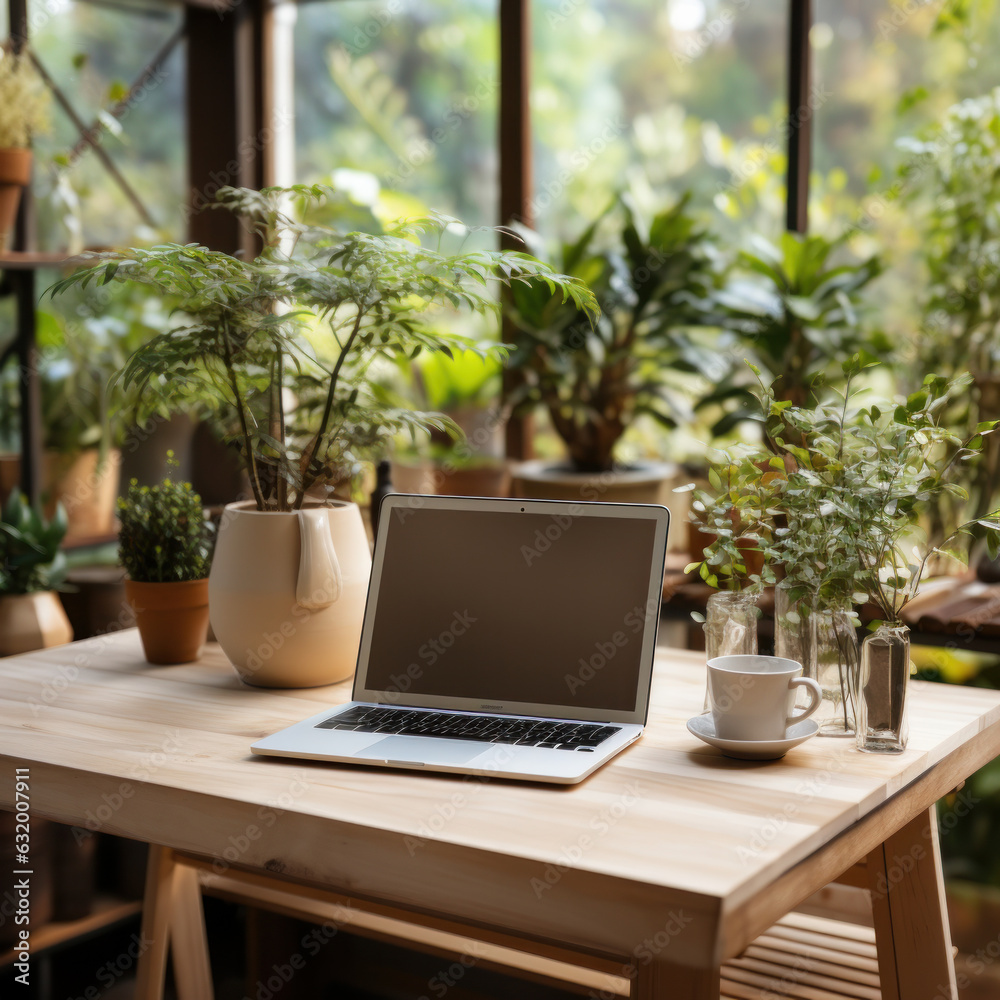 Zoomed in Top perspective view scandinavian executive desk, Top view of ...