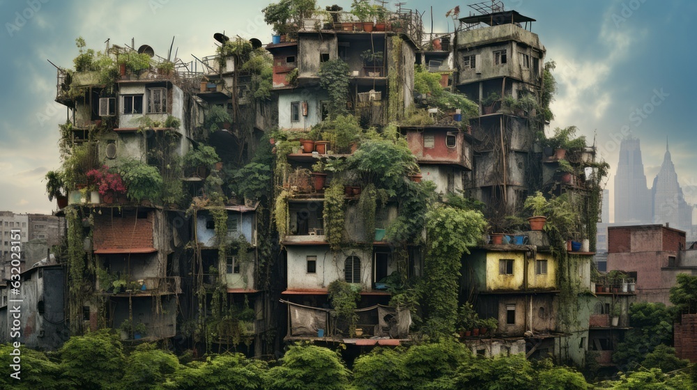 Nature reclaims the city and overgrows everything Stock Photo | Adobe Stock