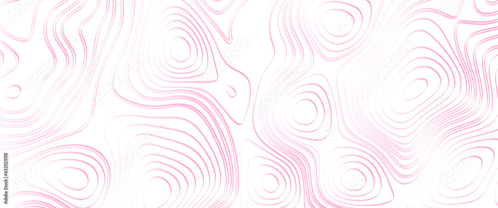 Abstract pink topographic map, vector background with height lines ...