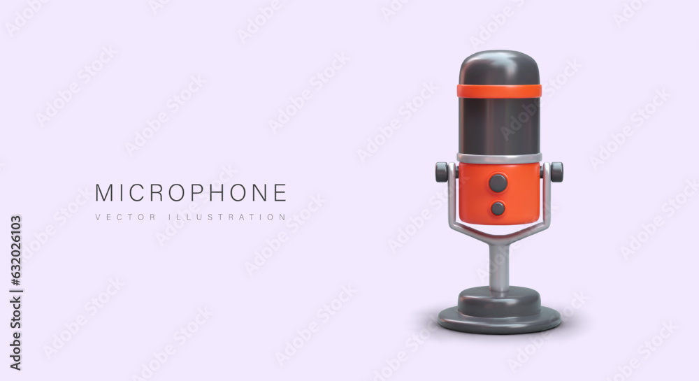 Vector poster with microphone and text. Recording studio services ...