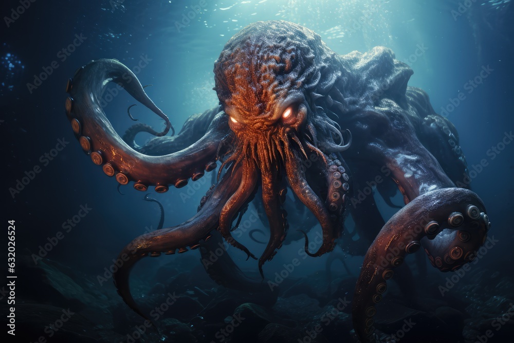 A colossal Kraken emerging from the depths of the sea - AI Generated ...