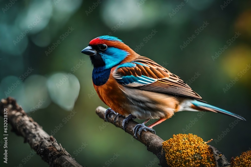 beautiful charming birds on a branch in a happy mood Created using ...