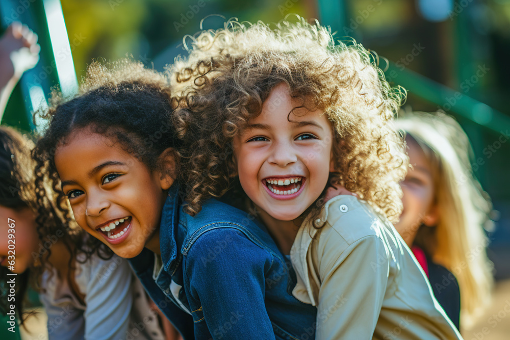Kids having a fun time together. Group of diverse Kids playing together ...