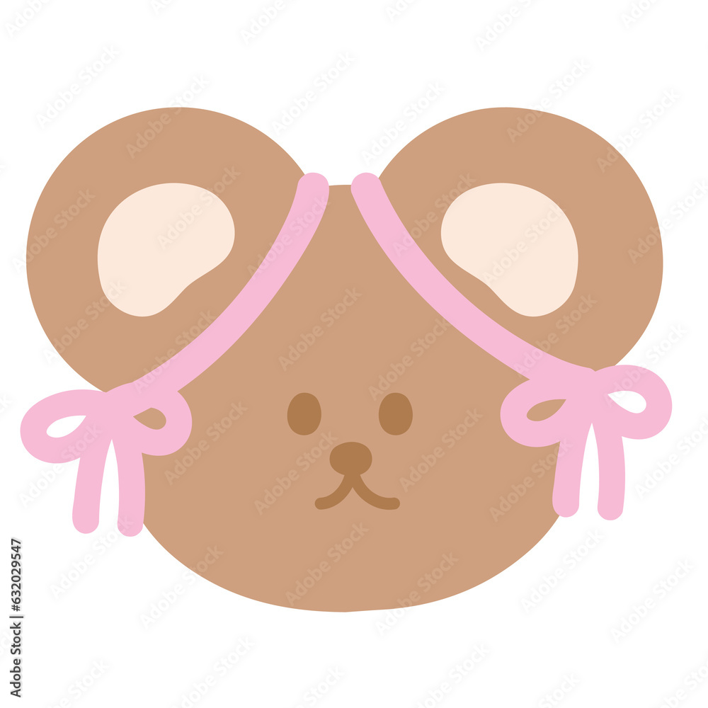 Illustration of teddy bear with pink ribbon for cartoon character ...