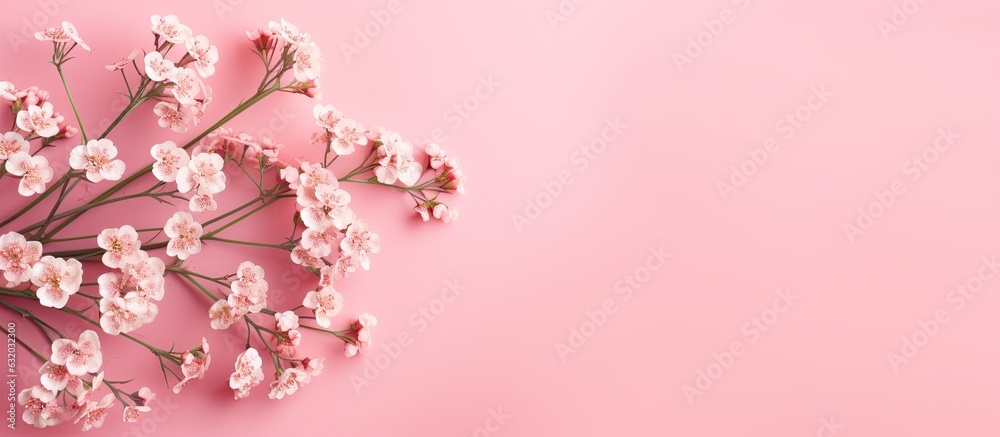 Small pink Gypsophila flowers on a soft pink background, suitable for ...