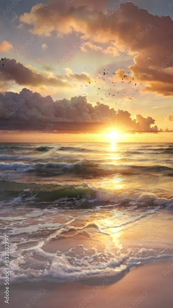 sunrise on the shore animation, seamless looping video background ...