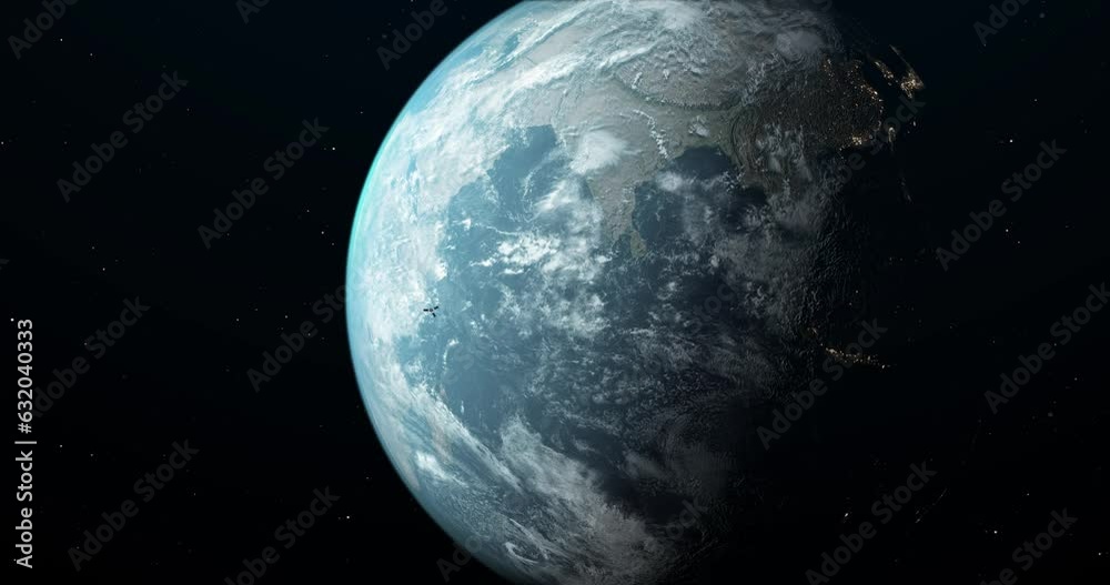 Planet Earth in open space, with a clearly visible terminator line ...