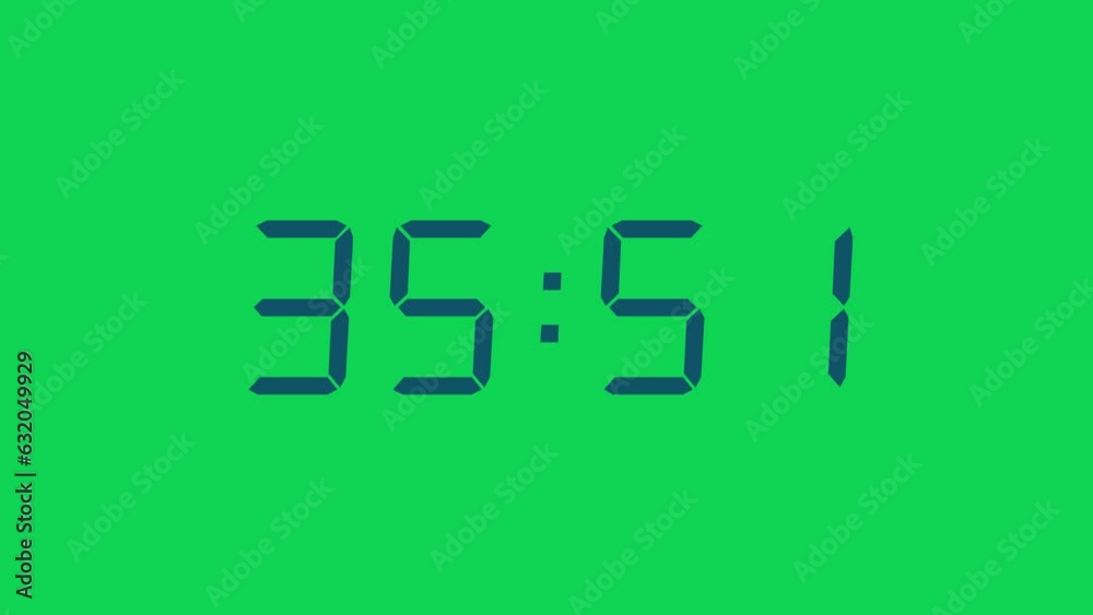 40 seconds 4 digits matte navy blue digital countdown timer on green ...