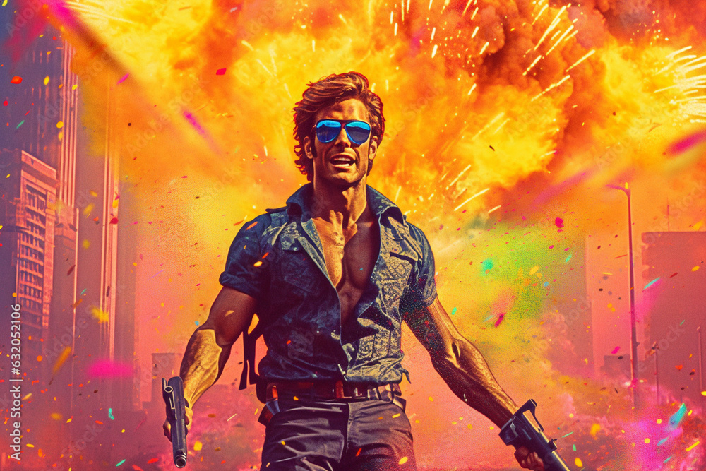 1980s action movie blockbusters, this iconic scene features a larger ...