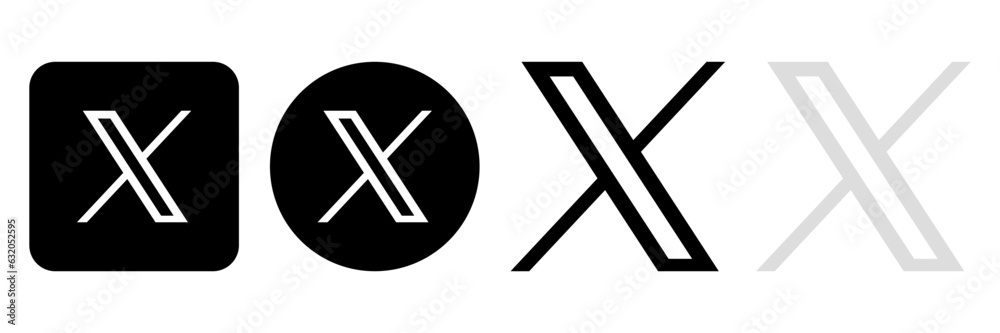 Social media set icons. Twitter X Logo collection icons. X Logo. Vector ...