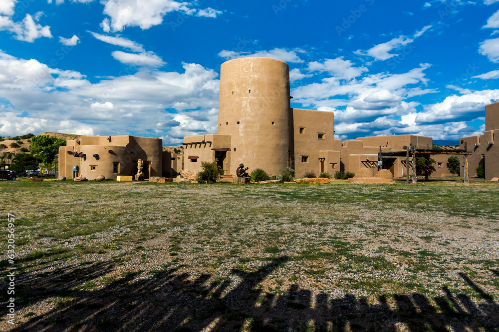 Poeh Cultural Center exterior buildings. Pueblo of Pojoaque in New ...