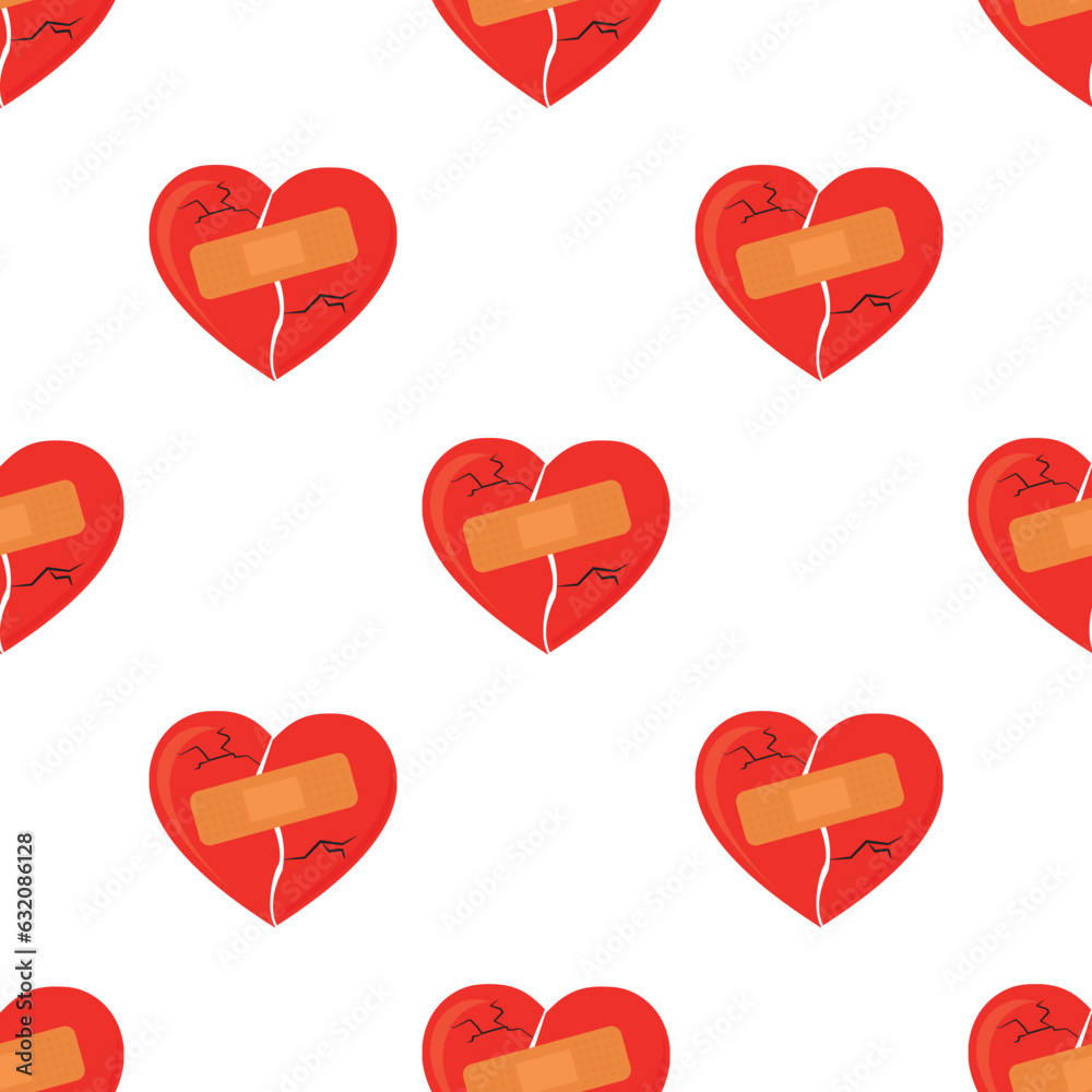 Reconciliation, seamless pattern. Love couple reconciled, broken heart ...