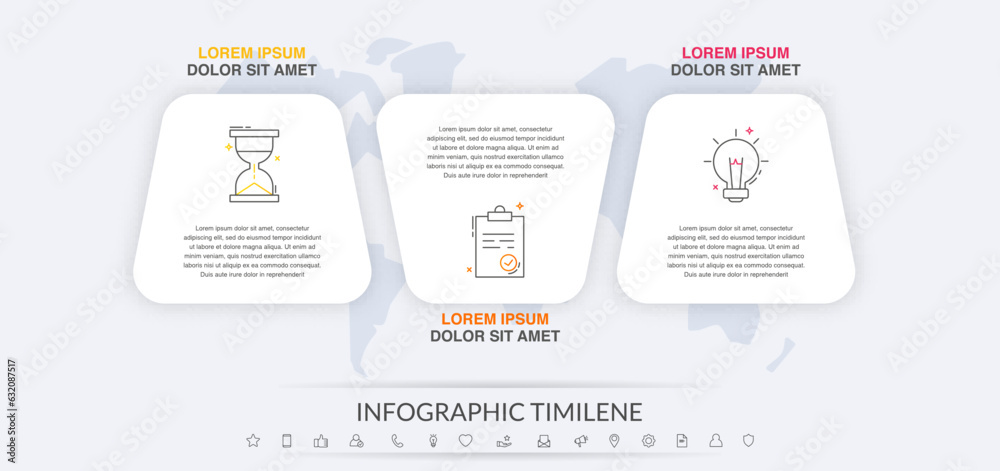 Vector infographics with 3 white quadrilaterals elements. Modern ...