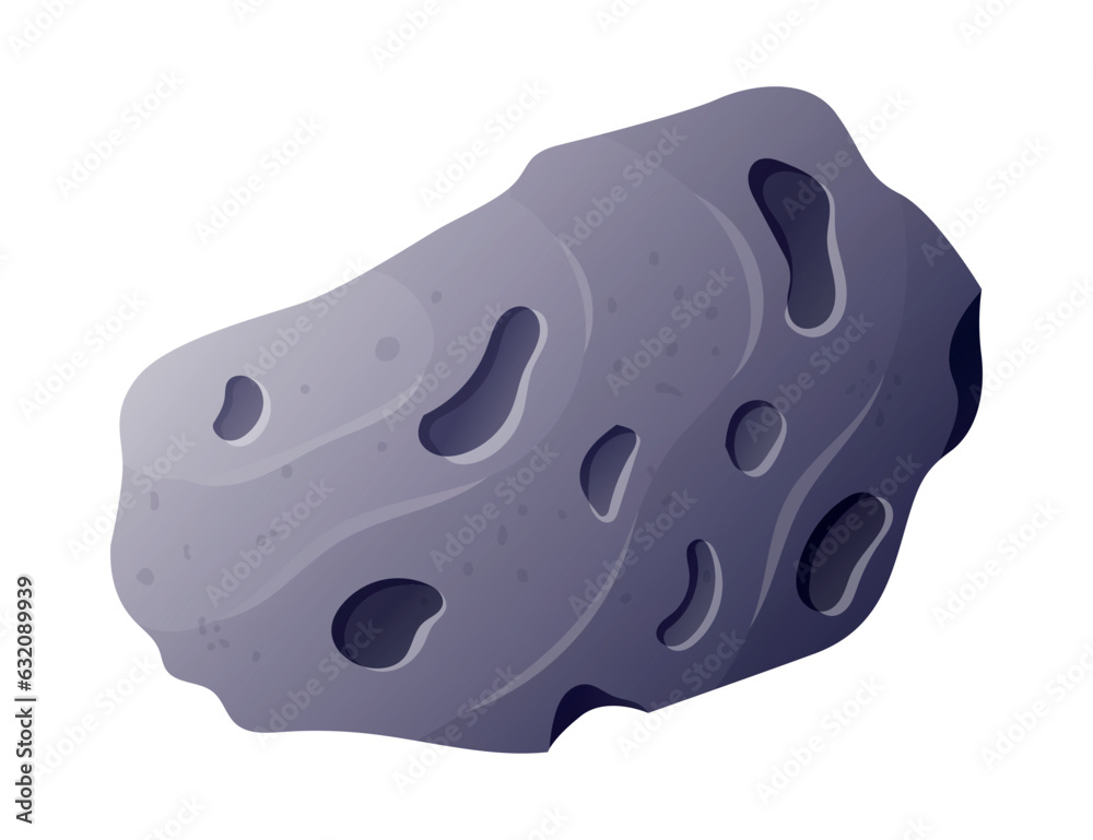 Cartoon flying space asteroid with craters and bumps. Vector isolated ...
