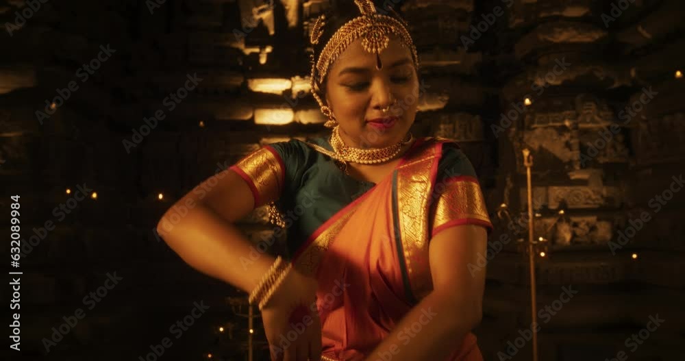 Young Indian Woman Dressed in Traditional Colorful Sari Gracefully ...
