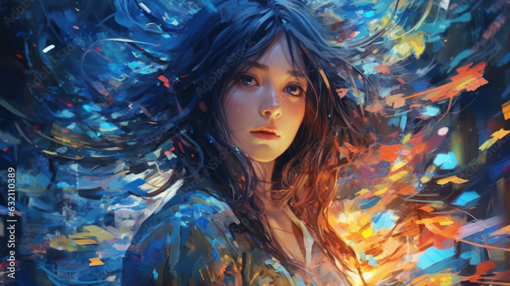 Beautiful Waifu Style Girl #95 with Generative AI technology Stock ...