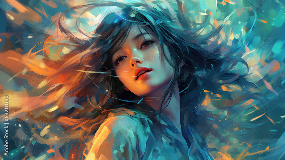 Beautiful Waifu Style Girl #54 with Generative AI technology Stock ...