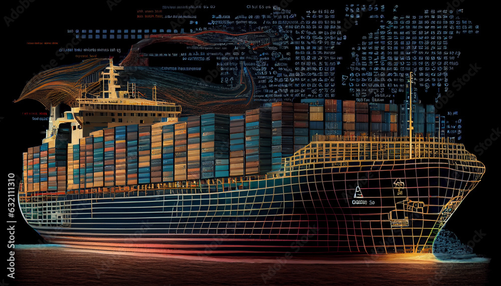 Container cargo ship global business logistics import export freight ...