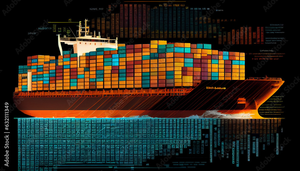 Container cargo ship global business logistics import export freight ...
