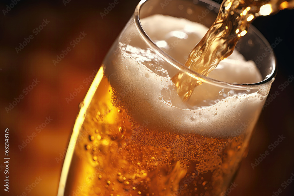 Closeup Of Beer Being Poured Into Glass Stock Photo | Adobe Stock
