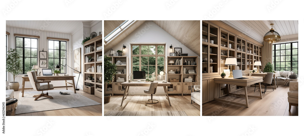 rustic modern farmhouse study room interior design Stock Photo | Adobe ...