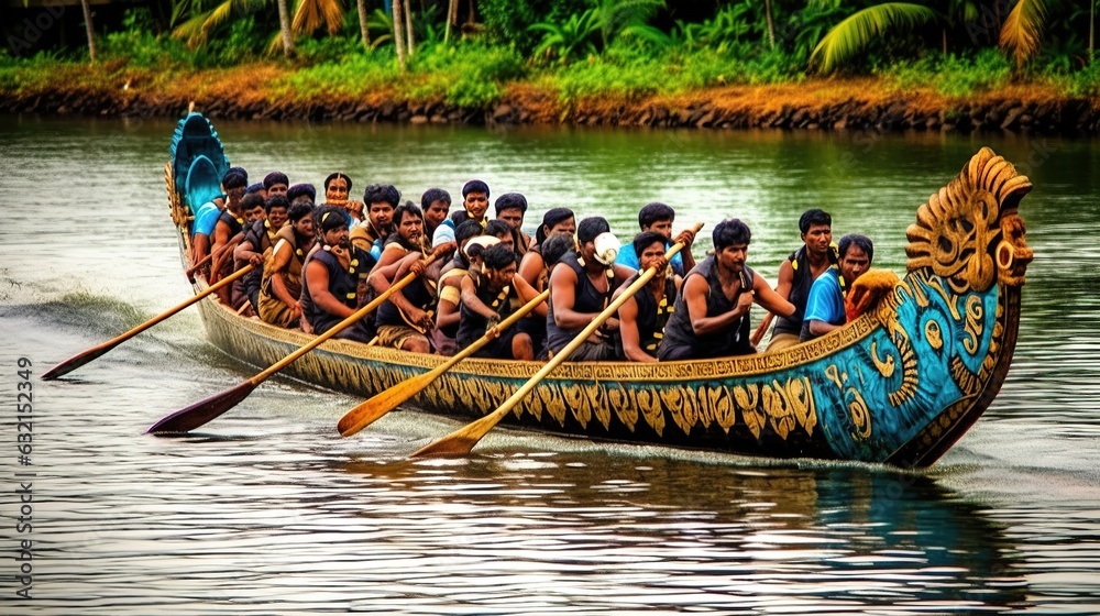 Onam festival, Onam boat race, Generative ai. Stock Illustration ...