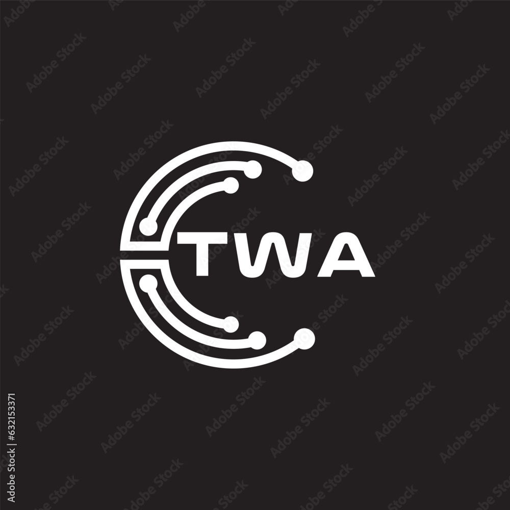 TWA letter technology logo design on black background. TWA creative ...