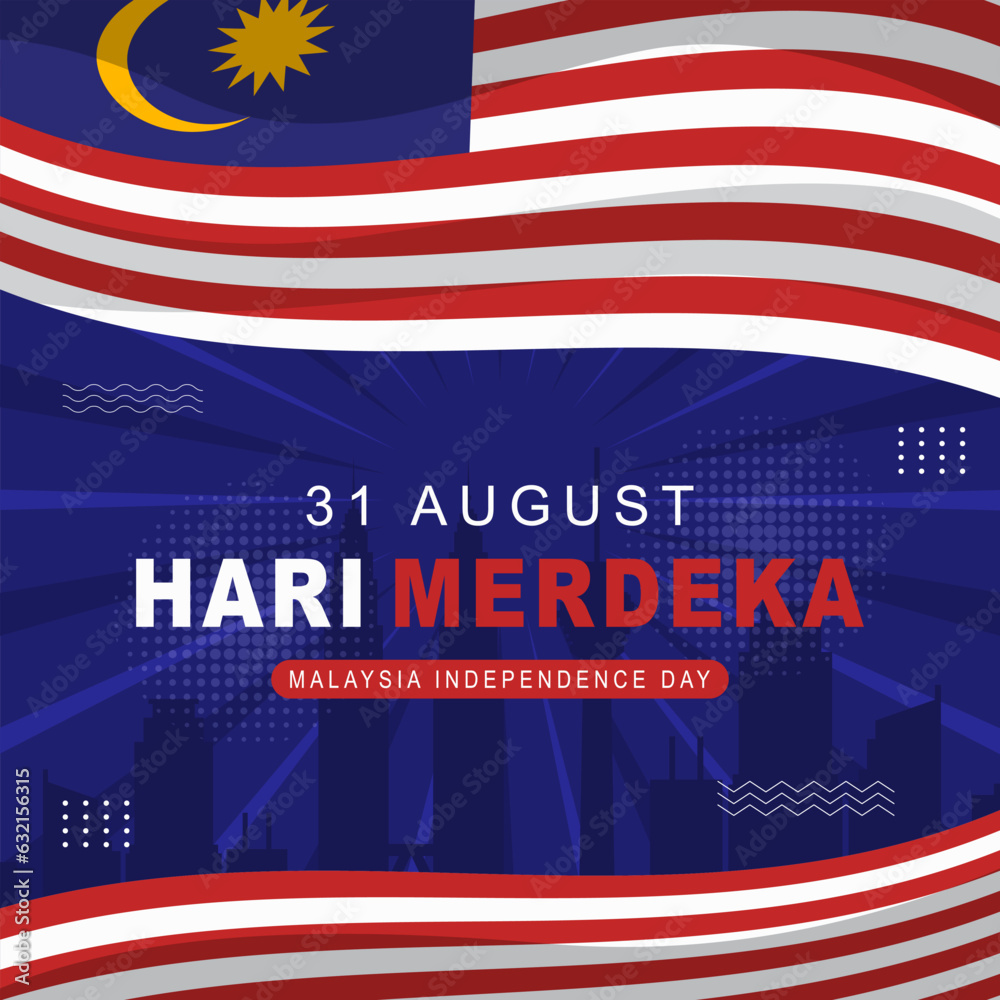 Hari Merdeka flat cartoon poster design, which means Malaysia ...
