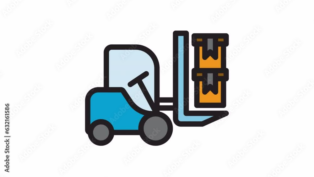 Forklift, Transport Logistics animated icon on transparent background ...