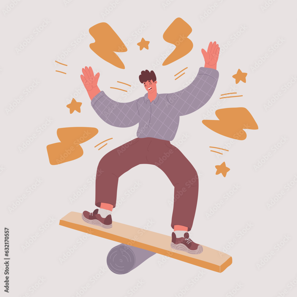 Vector illustration of Work life balance. Equality, Mental stability ...