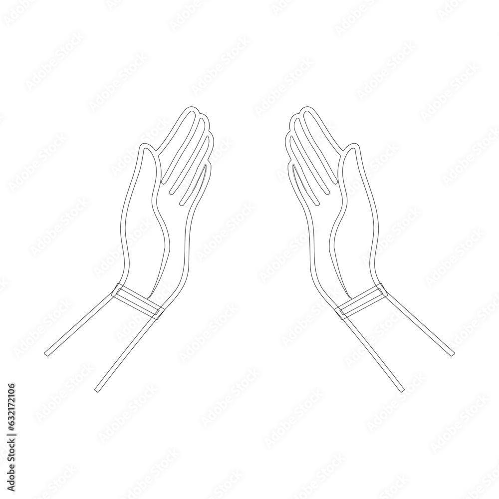 prayer hand, line art Continuous One Line Drawing linear style, and ...